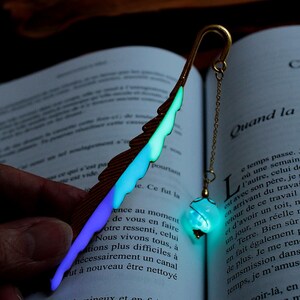 Gold Feather Bookmark / Glow in the Dark / Luminous Silver Bookmark ...