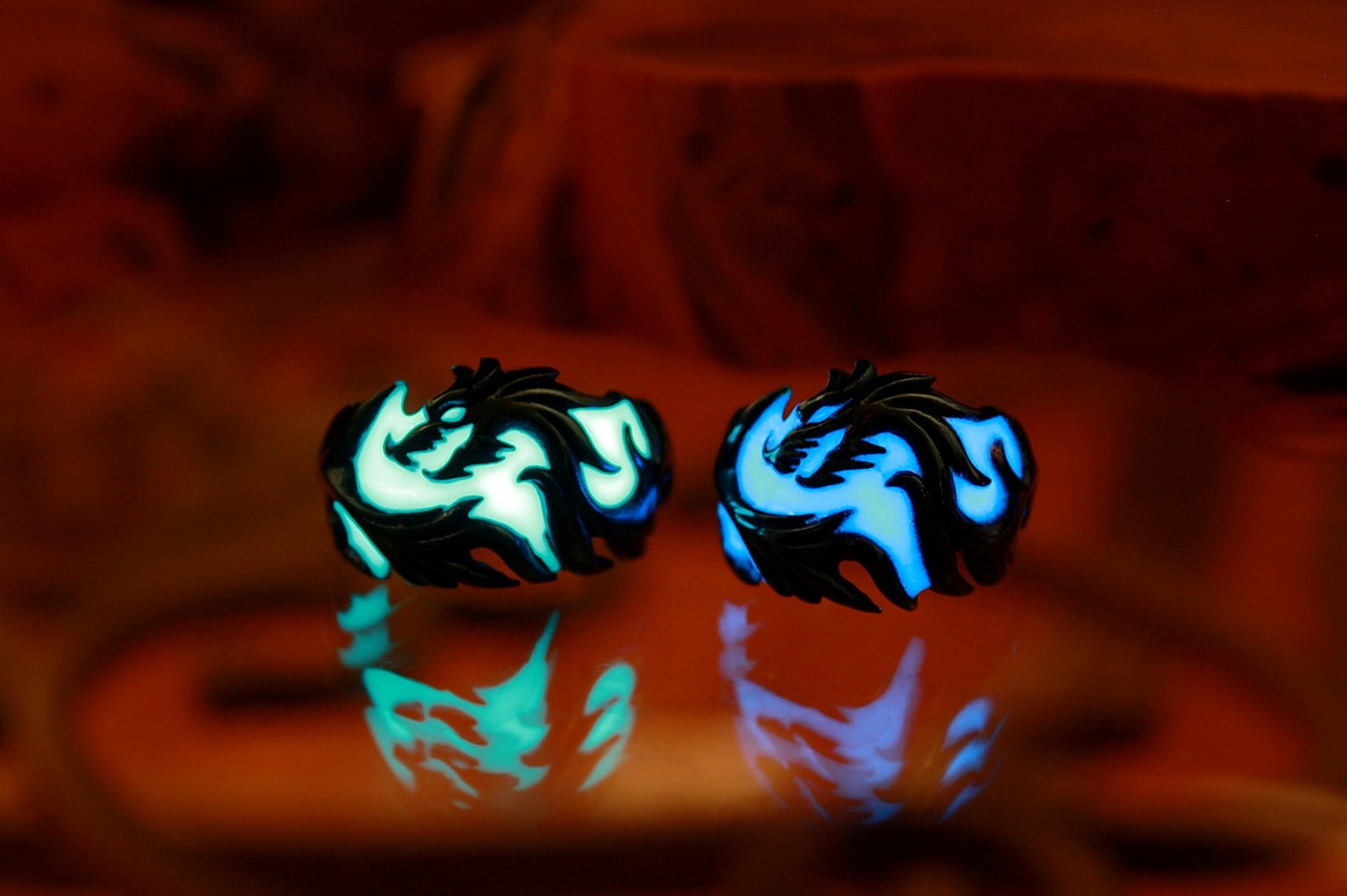 Blue Dragon Ring Glow in the Dark / Stainless Steel Blue Ring - Etsy Canada