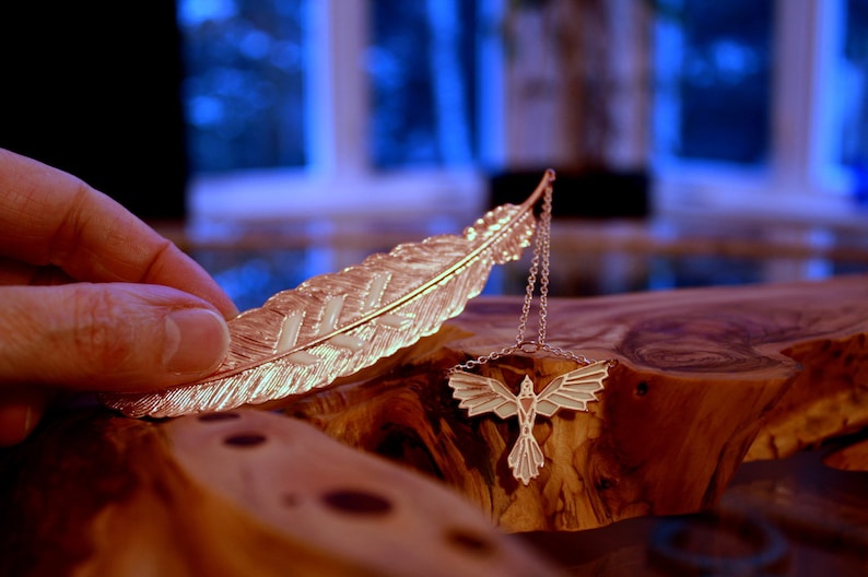 Phoenix Bookmark Glow in the Dark / Eagle Bookmark / Rose Gold - Etsy