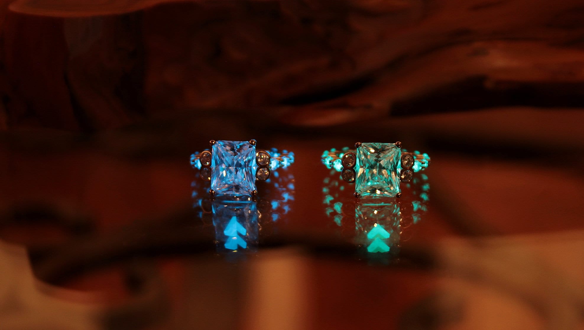 Cubic Zirconia Silver Ring / Glow in the Dark / CZ Ring / Engagement ...