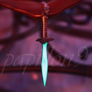 Sword Pendant Glow in the Dark / Elven Dagger Necklace / - Etsy