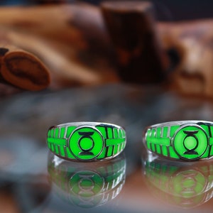 Green Lantern Glow in the Dark Ring / Sterling Silver 925 Ring / - Etsy