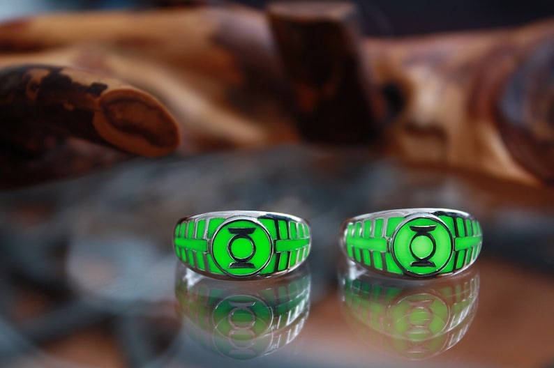 Green Lantern Glow in the Dark Ring / Sterling Silver 925 Ring / - Etsy