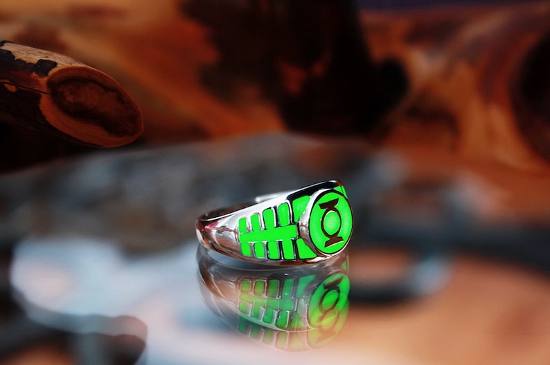 Green Lantern Glow in the Dark Ring / Sterling Silver 925 Ring / - Etsy