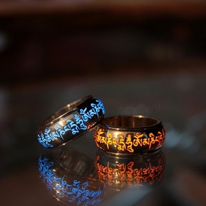 Om Mani Padme Hum Silver Ring / Glow in the Dark / Spinner | Etsy