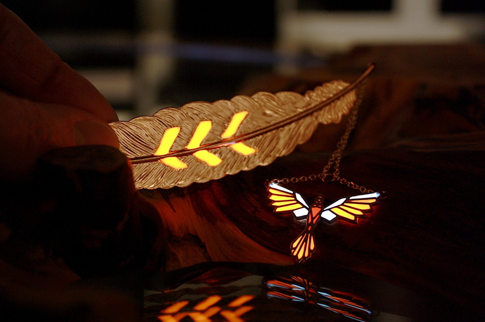 Phoenix Bookmark Glow in the Dark / Eagle Bookmark / Rose Gold - Etsy