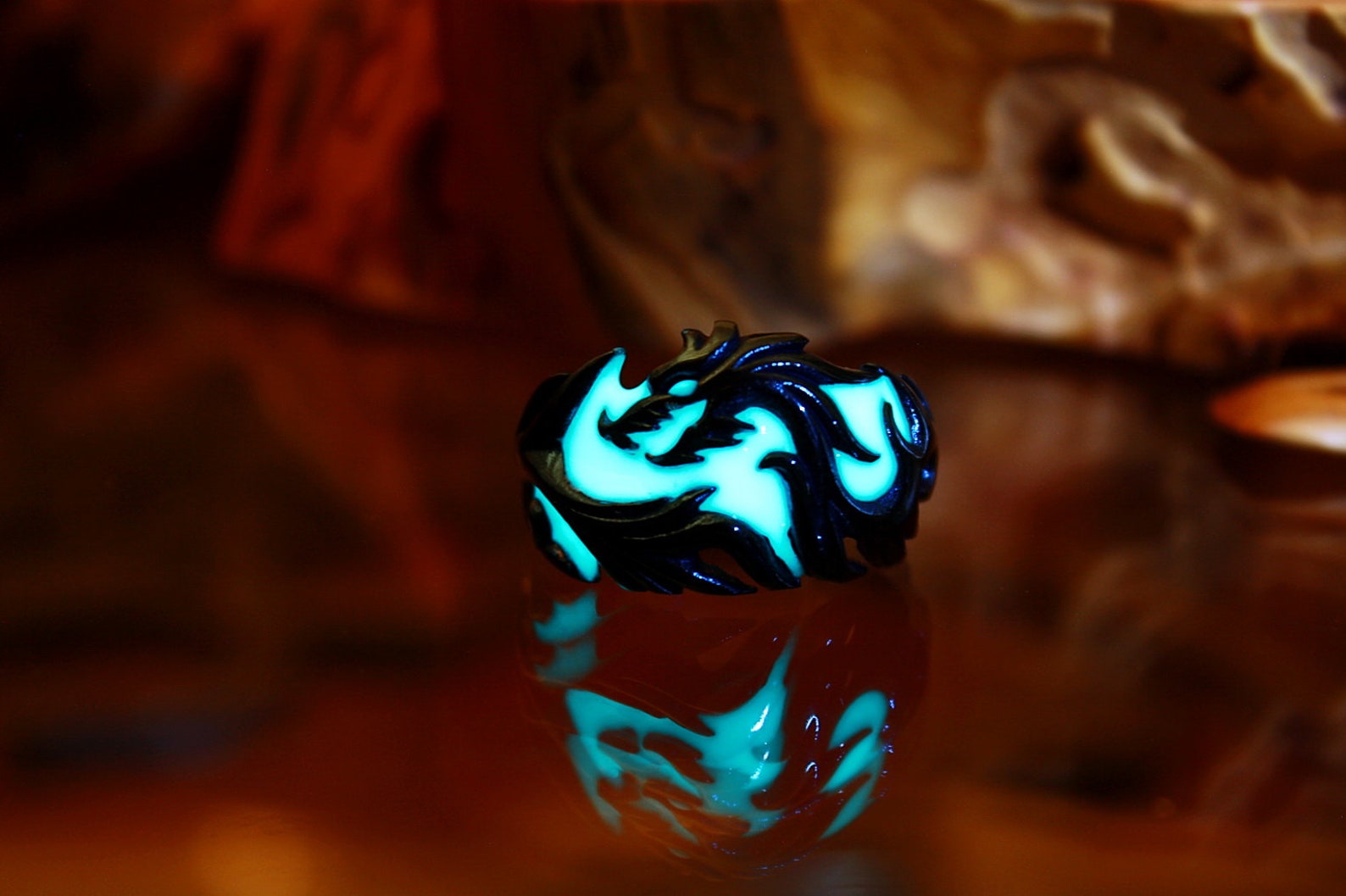 Blue Dragon Ring Glow in the Dark / Stainless Steel Blue Ring - Etsy Canada