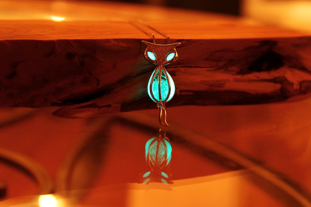 Small Fox Locket Glow in the Dark / Fox Necklace / Sterling Silver 925 ...