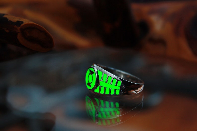 Green Lantern Glow in the Dark Ring / Sterling Silver 925 Ring / - Etsy