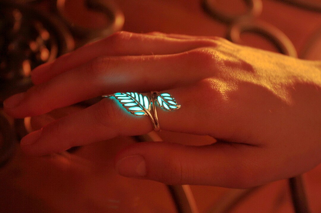 Leaves Ring Sterling Silver 925 / Glow in the Dark / Nature Jewelry ...
