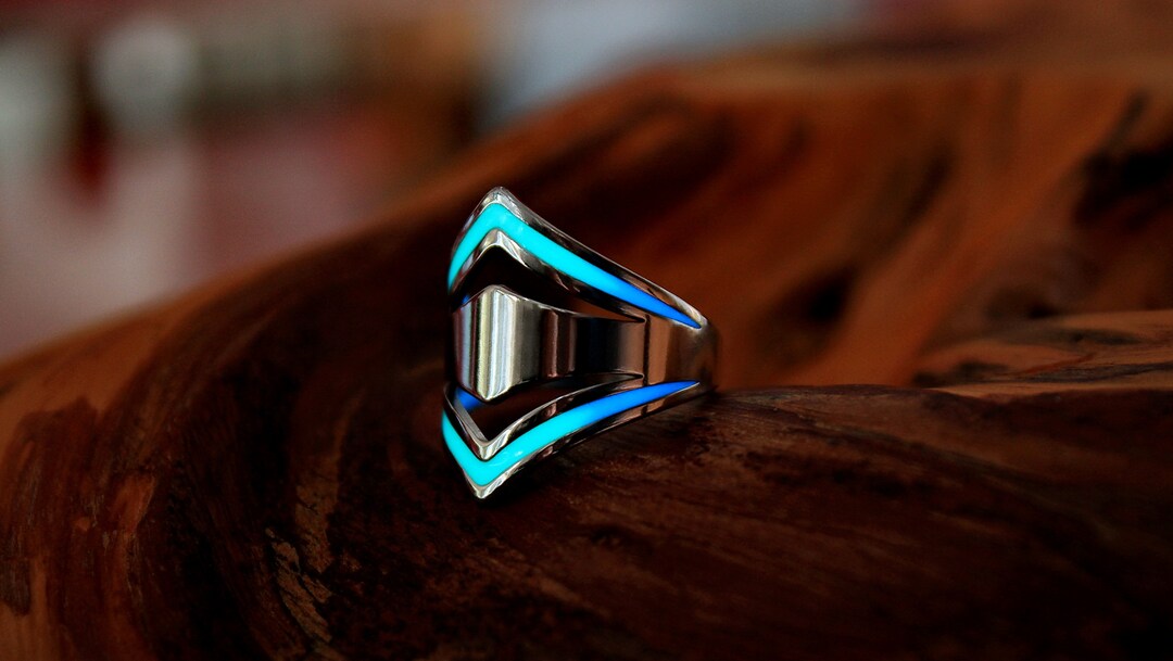 Double V Shape Ring / Double Arrow Ring / V Ring / Glow in the Dark ...