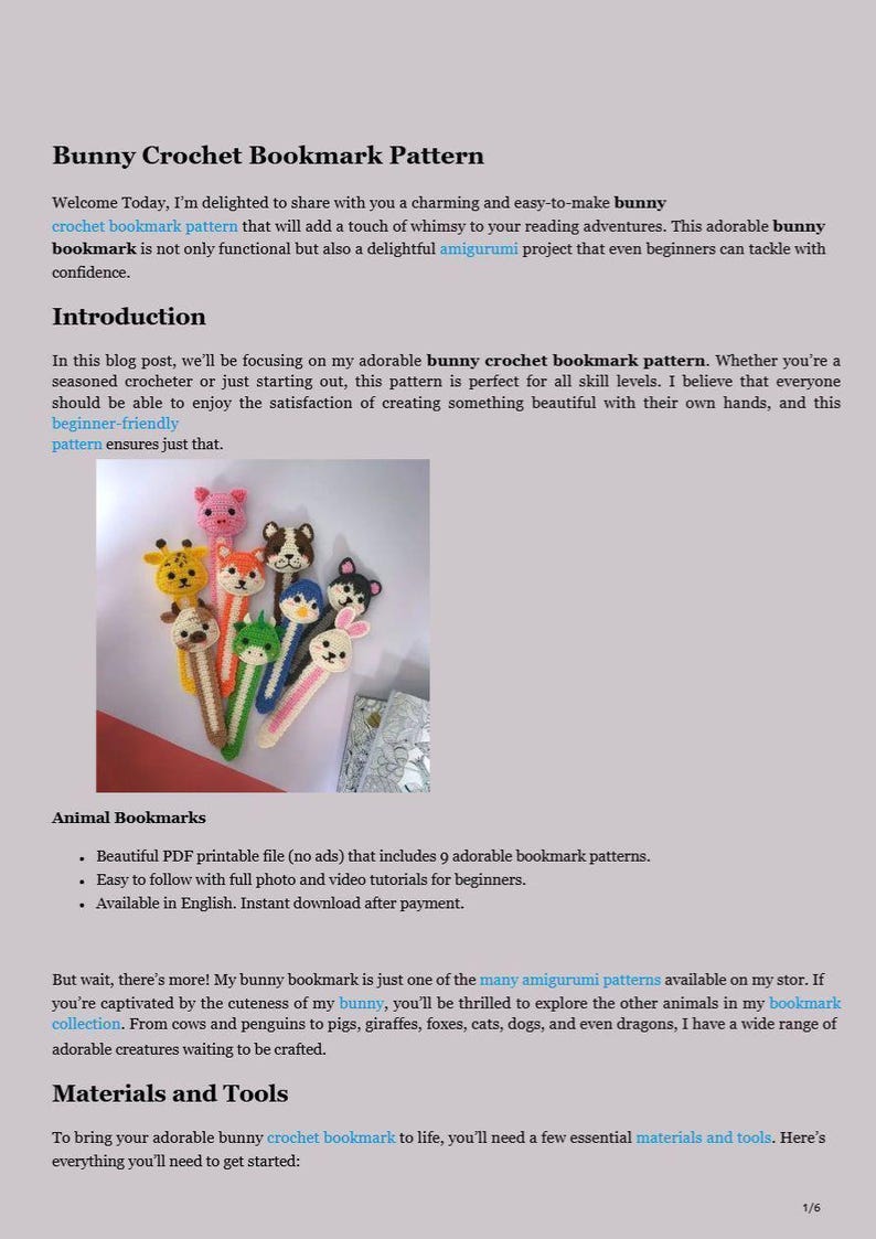 Crochet Pattern for Beginners | 9 Animal Bookmark Bundle | PDF Digital ...