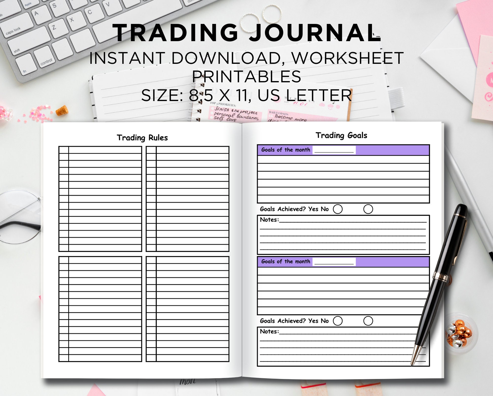 Trading Journal, Stock Market Planner, Financial Tracker, Business ...