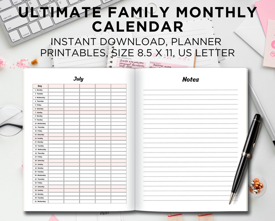 PRINTABLE 2024 Family Planner 2024 Family Calendar, 2024 Monthly ...