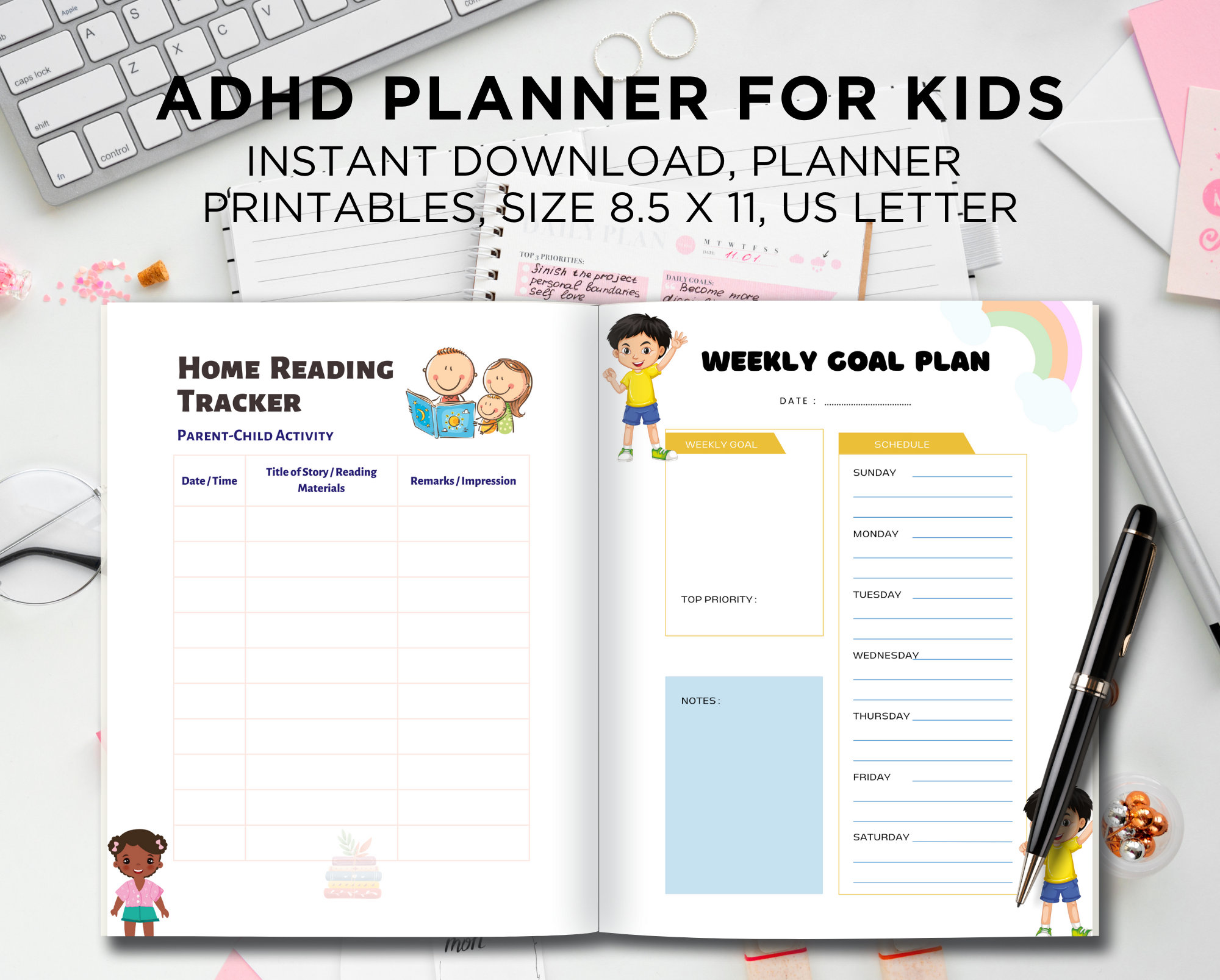 Printable ADHD Planner for Kids ADHD Planner Student School Checklist ...