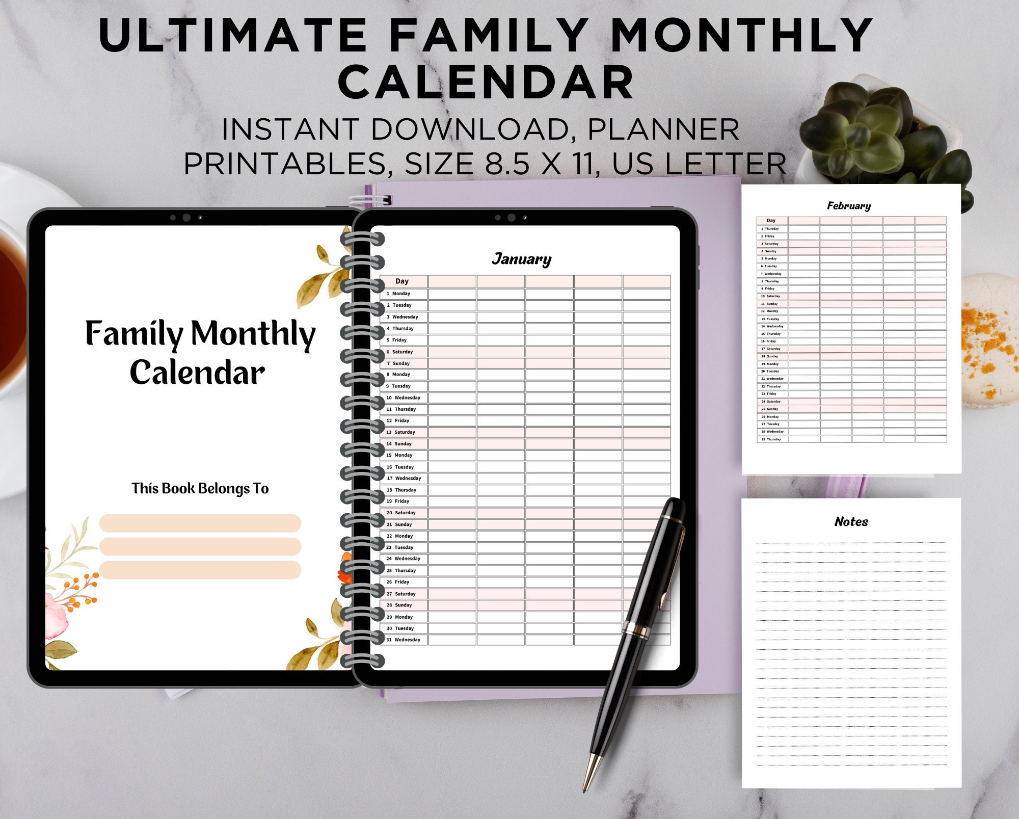 PRINTABLE 2024 Family Planner | 2024 Family Calendar, 2024 Monthly ...