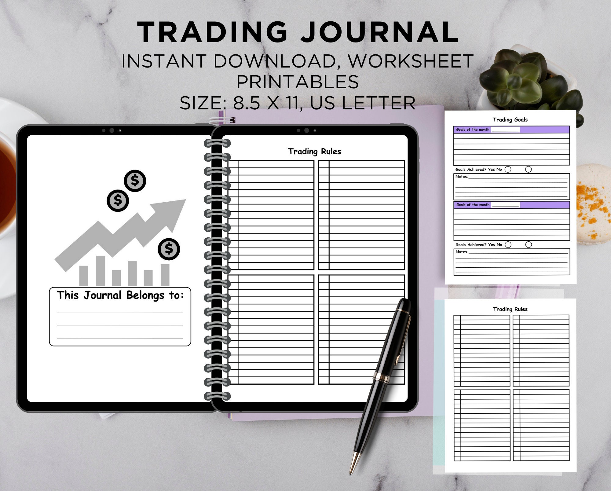 Trading Journal, Stock Market Planner, Financial Tracker, Business ...