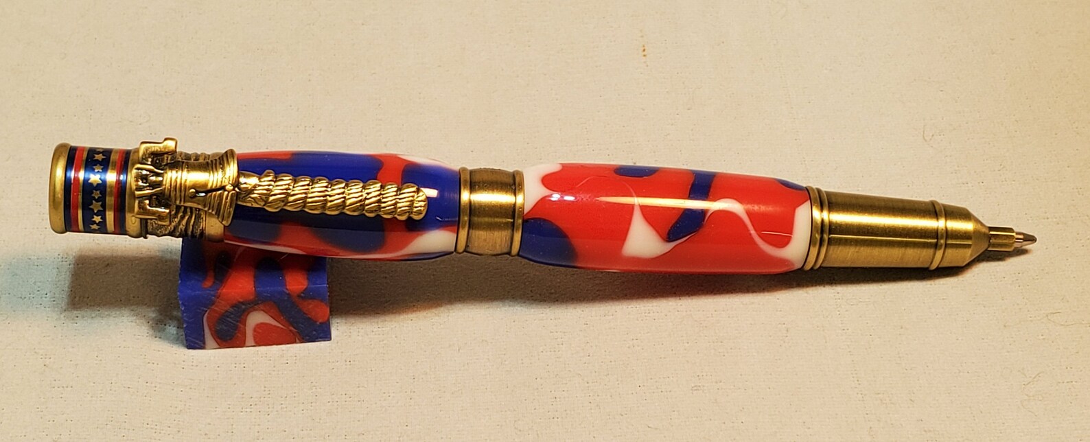 Antique Brass Single Twist Liberty Bell Pen W/ Uncle Glam Red - Etsy