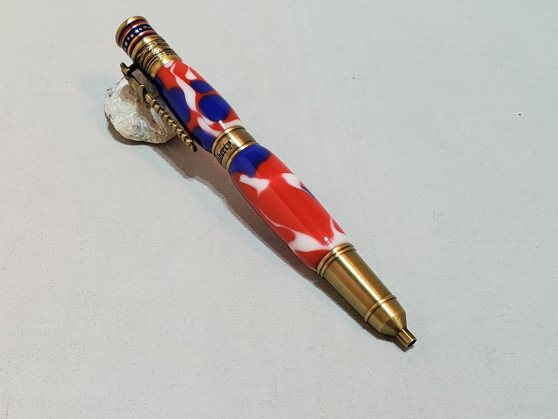 Antique Brass Single Twist Liberty Bell Pen W/ Uncle Glam Red - Etsy