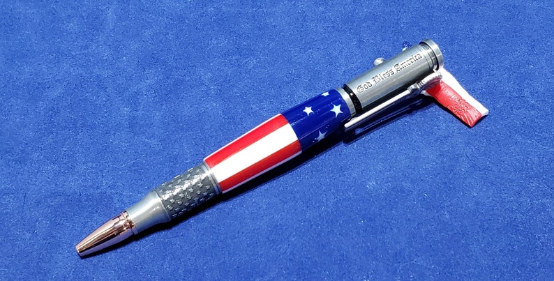 Statue of Liberty Flag Bolt Action Ballpoint Pen in Blue With White ...