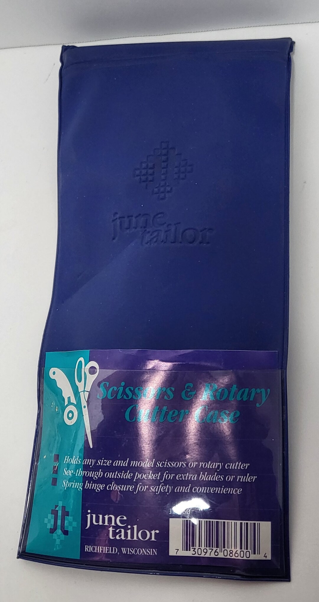 June Taylor Spring Hinge Closure Scissors and Rotary Cutter Blue Case ...