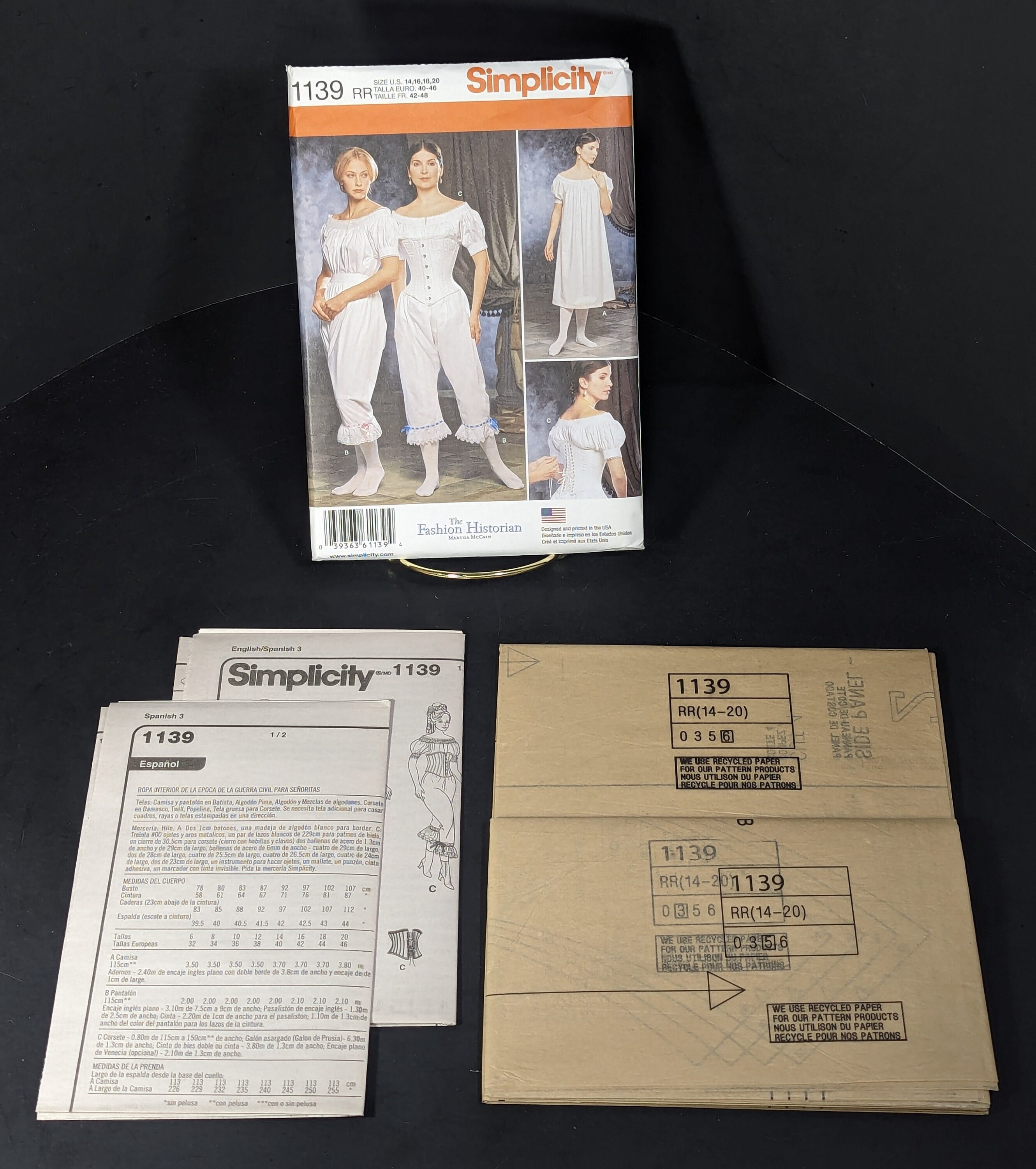 Simplicity 1139 Authentic Historical 1800's Sewing Pattern Chemise ...