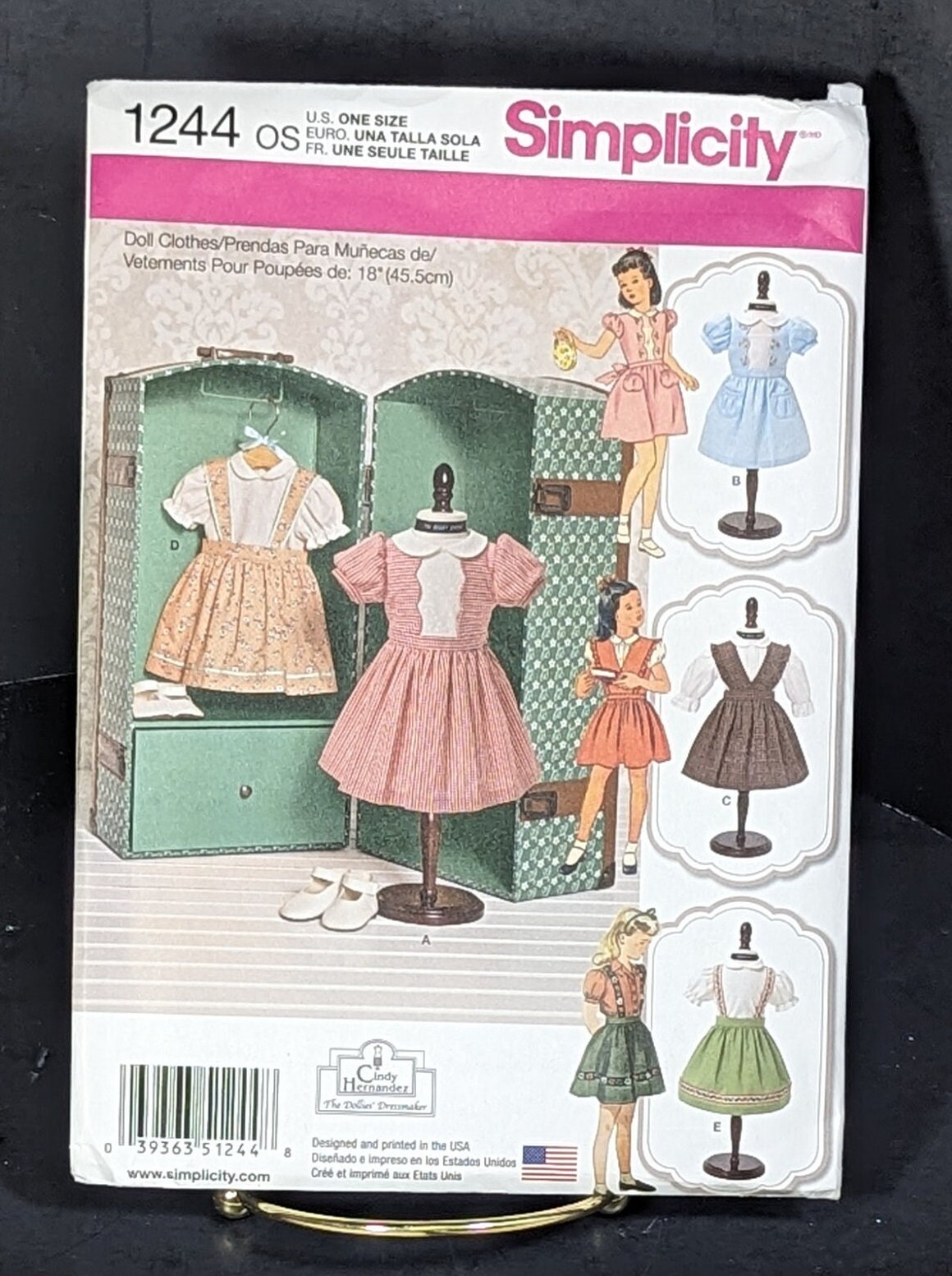 Simplicity 1244 Pattern Vintage Style 18 Doll Clothes One Size Out of ...