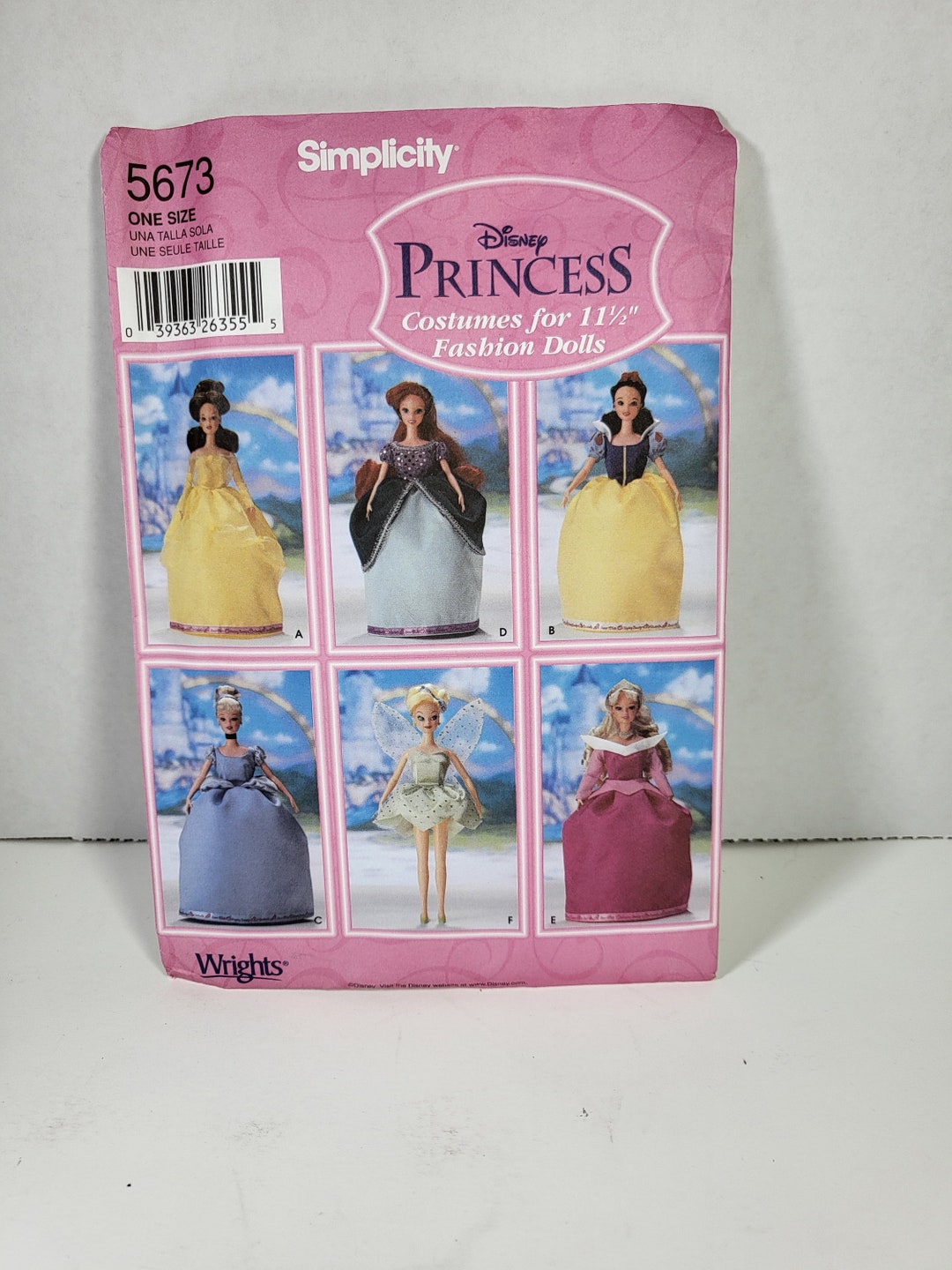 Simplicity 5673 Disney Princess Costumes 11 1/2" Fashion Dolls Uncut - Etsy