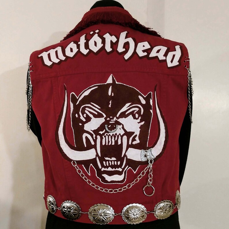 Motorhead // HAND PAINTED // Custom Studded / Vintage / Denim Trucker ...