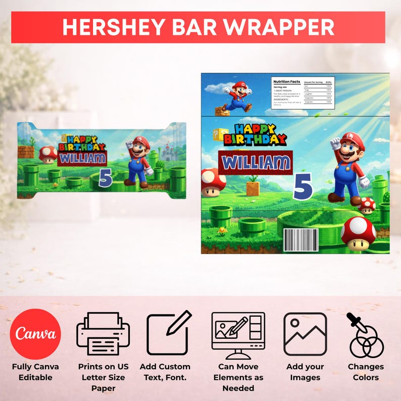 Super Mario Party Favor Bundle, Mario Party Decor, Birthday Decor, Chip ...