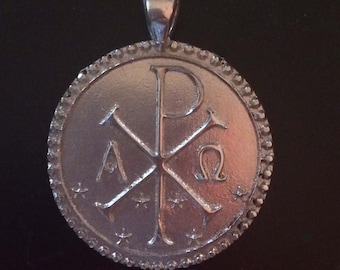 Chi Rho Pendant With Antique Finish - Etsy