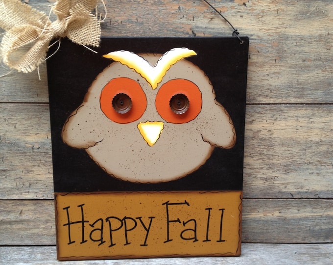 Wooden Owl Happy Fall Door Hanger Fall Home Decor Sign Autumn - Etsy