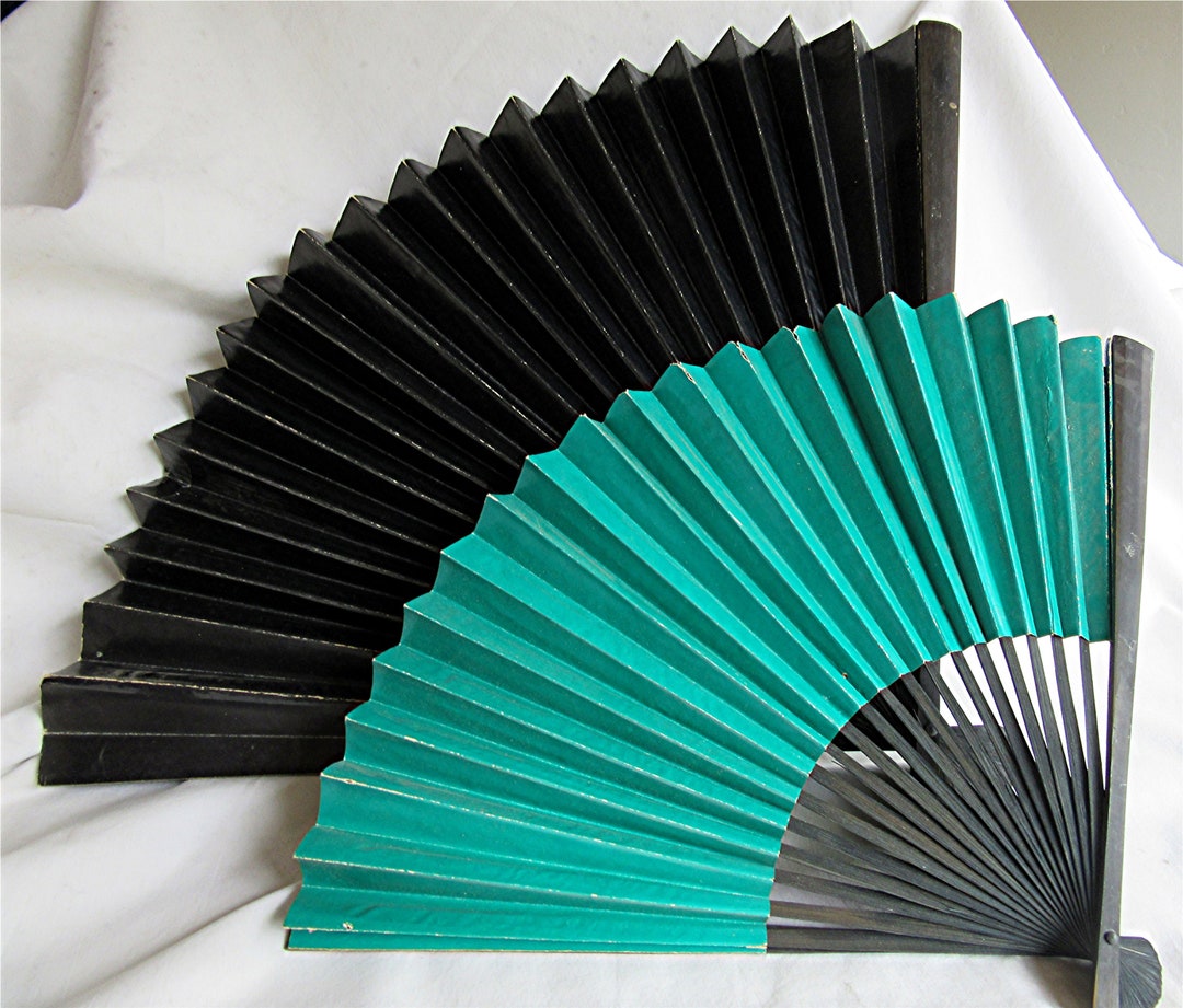 Large Folding Hand Fans-set 2-vintage - Etsy
