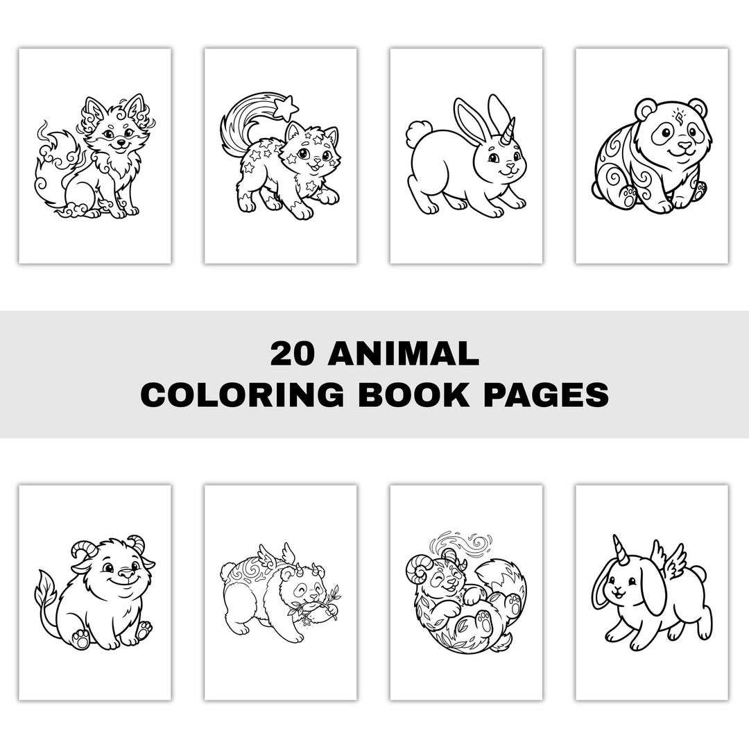 Animal Coloring Pages – Printable Coloring Book for Kids– Jungle, Farm ...