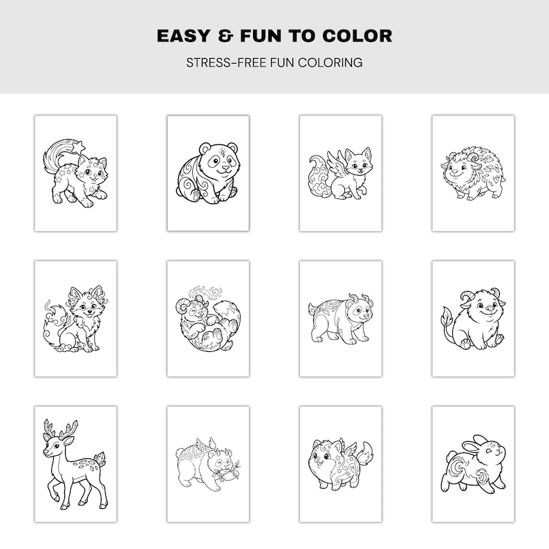 Animal Coloring Pages – Printable Coloring Book for Kids– Jungle, Farm ...