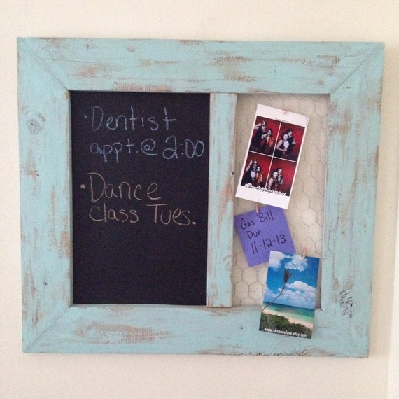 Items similar to Chalkboard and note hanger/memo board made from ...