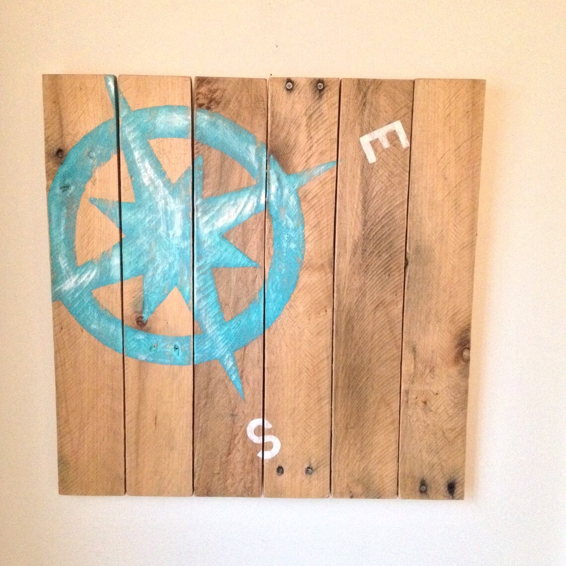 Beach House Decor Compass Painted on Reclaimed Wood | Etsy