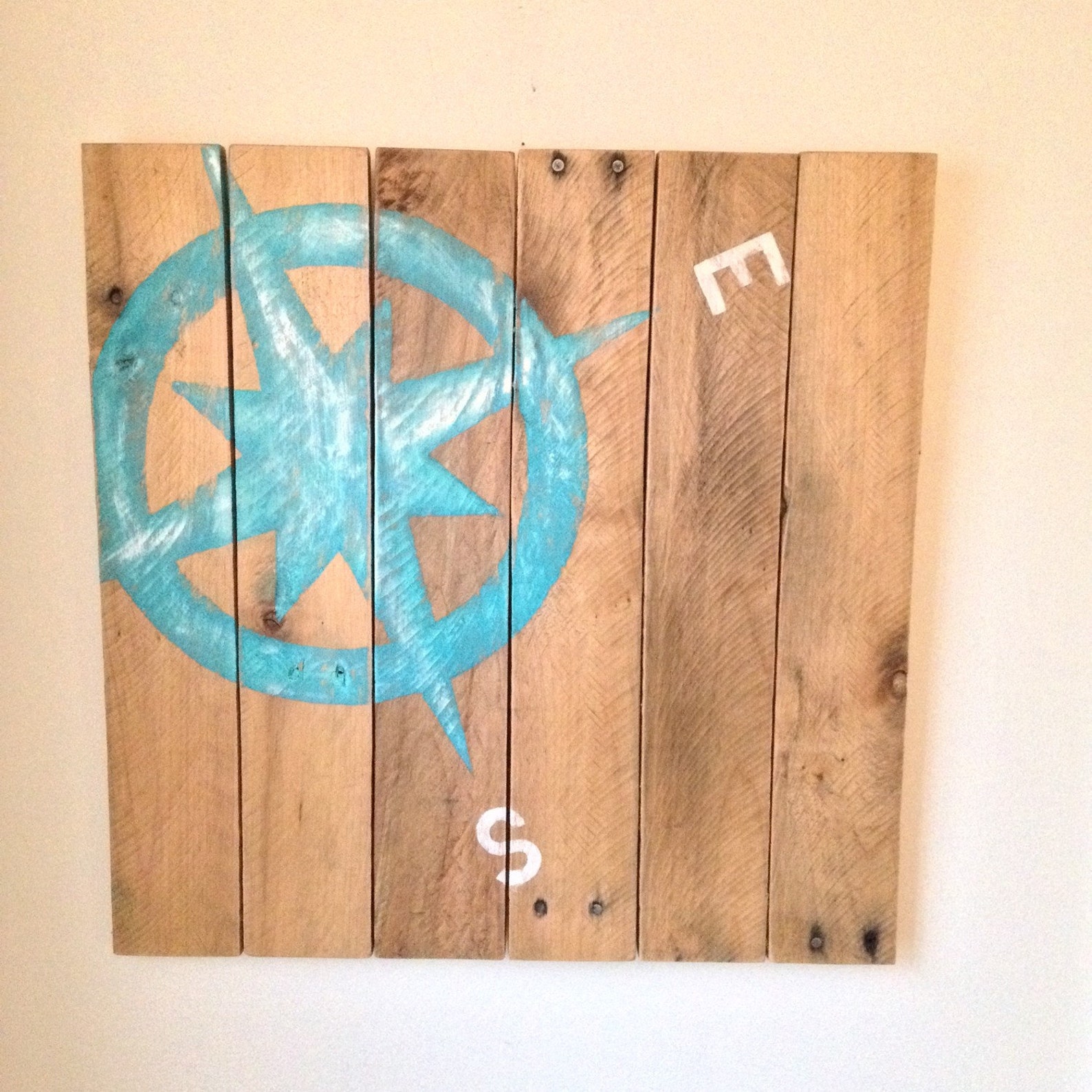 Beach House Decor Compass Painted on Reclaimed Wood | Etsy