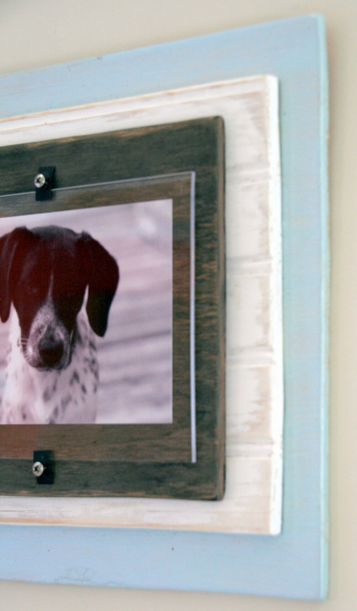 Distressed Handmade Picture Frame Shiny Light Blue & White - Etsy