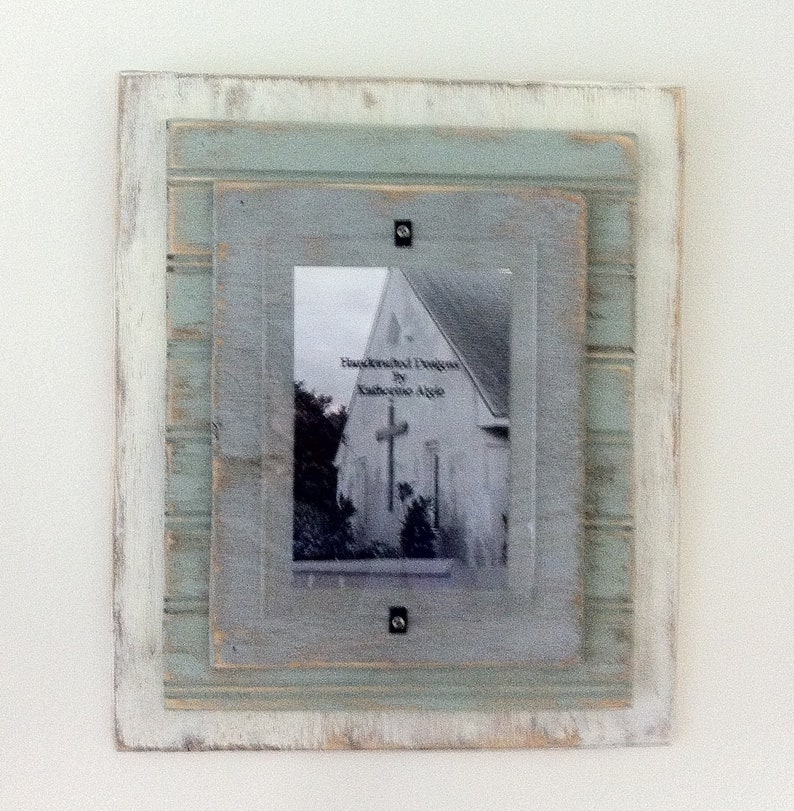 5 X 7 Distressed Handmade Picture Frame Ivory Slate Green & - Etsy