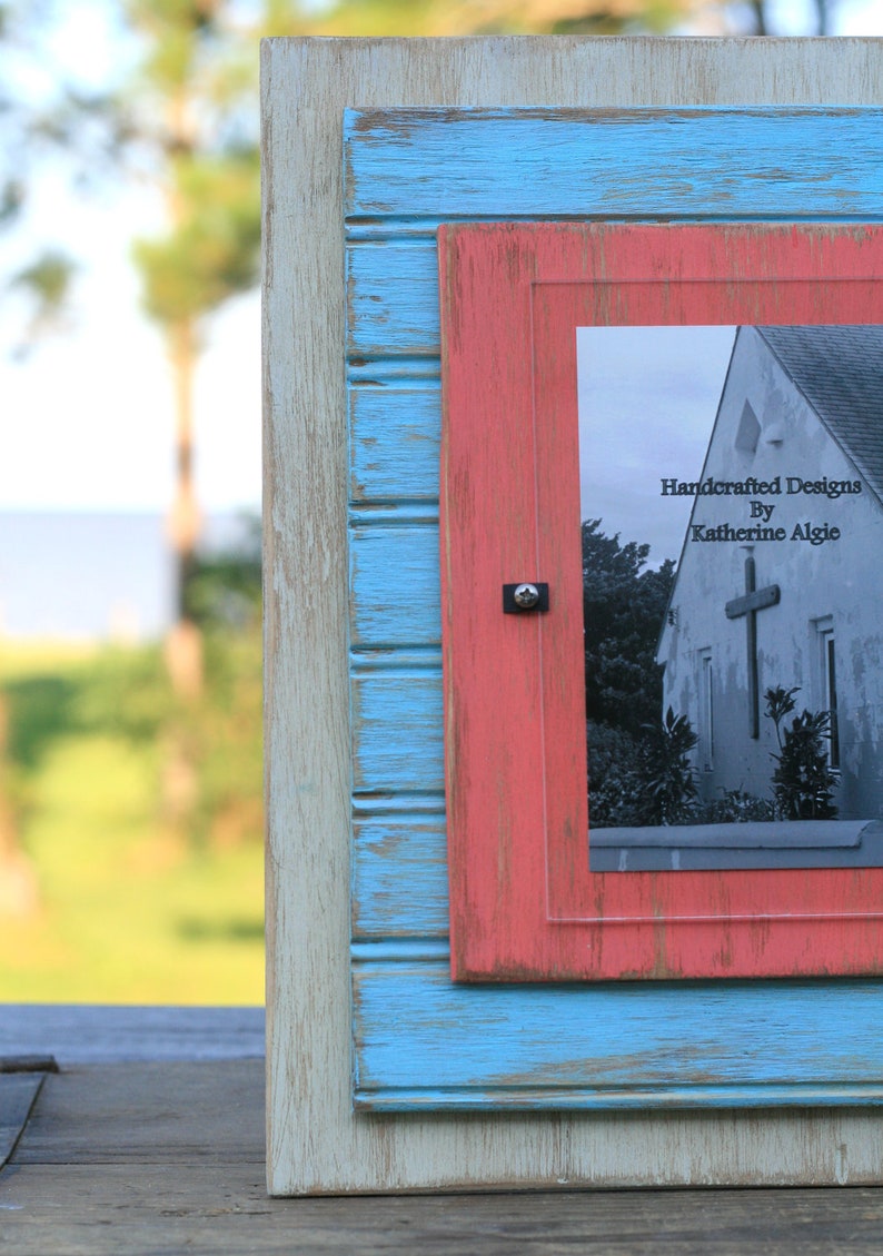 5 X 7 Distressed Handmade Picture Frame Ivory Baby Blue & | Etsy