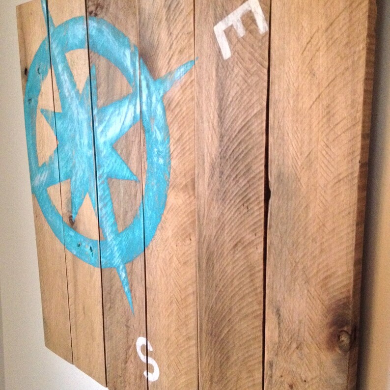 Beach House Decor Compass Painted on Reclaimed Wood | Etsy