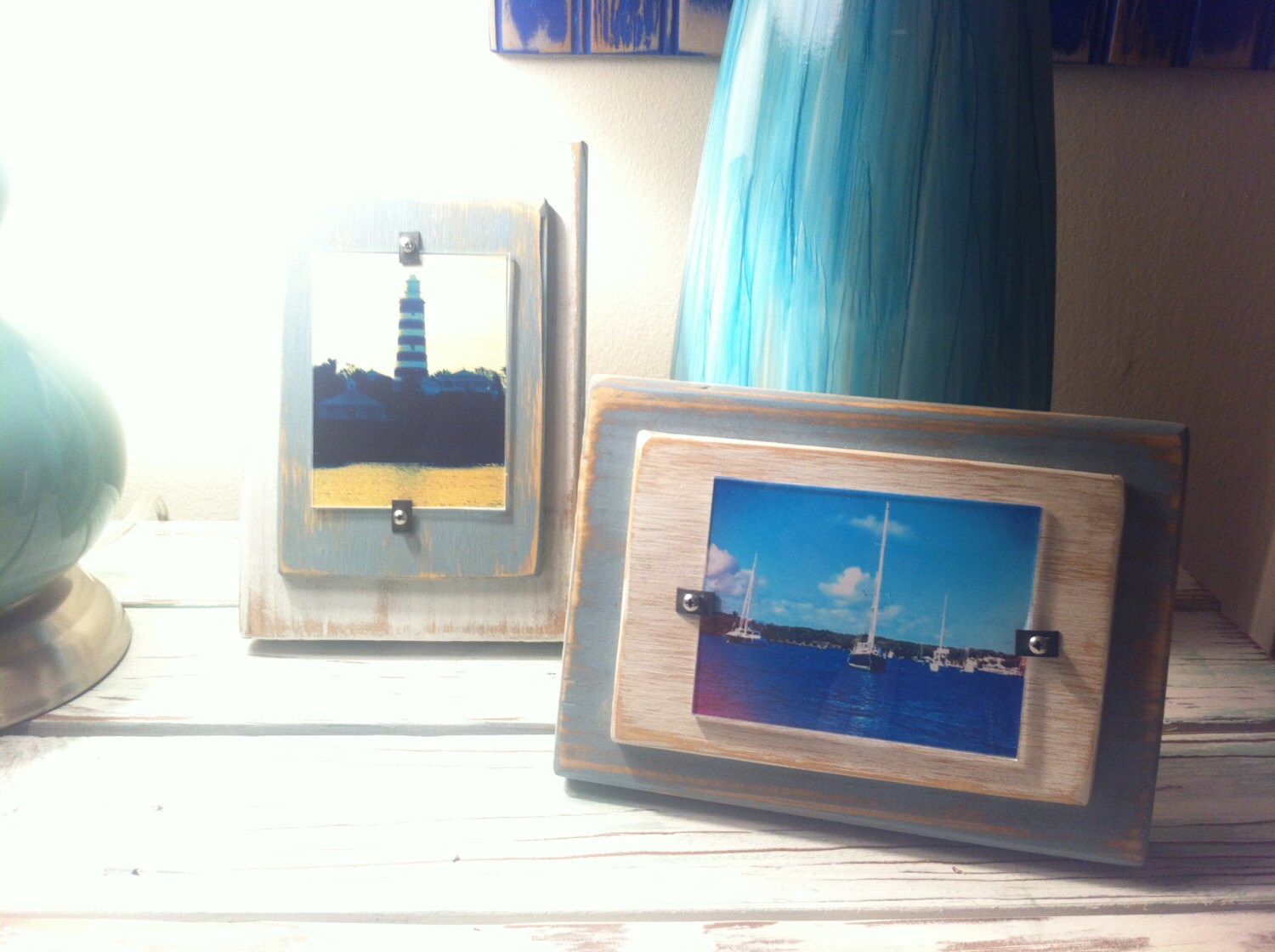 3 X 4 Handmade Picture Frame Lake Blue & White - Etsy