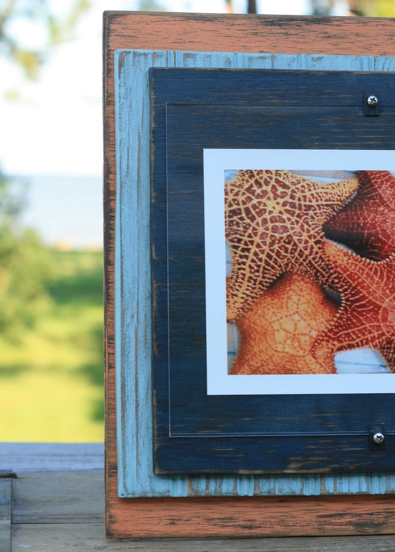8 X 10 Distressed Handmade Picture Frame Navy Blue Light - Etsy
