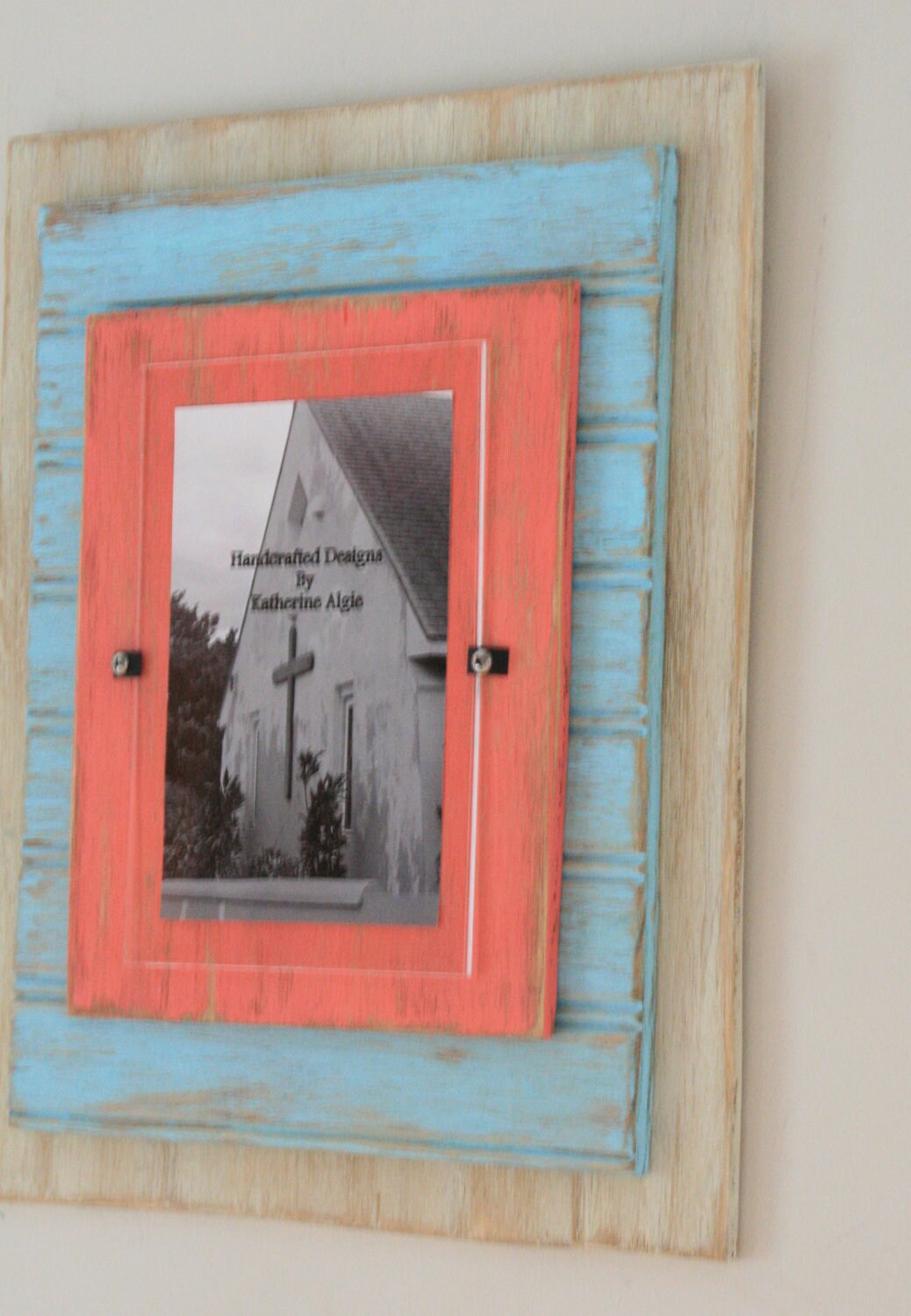 5 X 7 Distressed Handmade Picture Frame Ivory Baby Blue & | Etsy