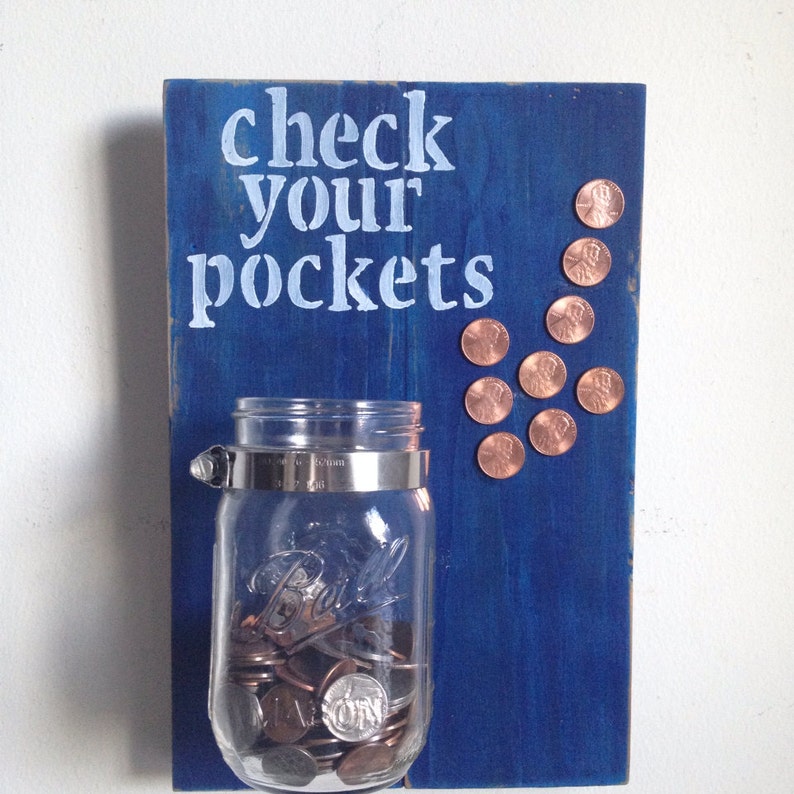 Check Your Pockets Change Jar/laundry Room Decor Made From Reclaimed ...