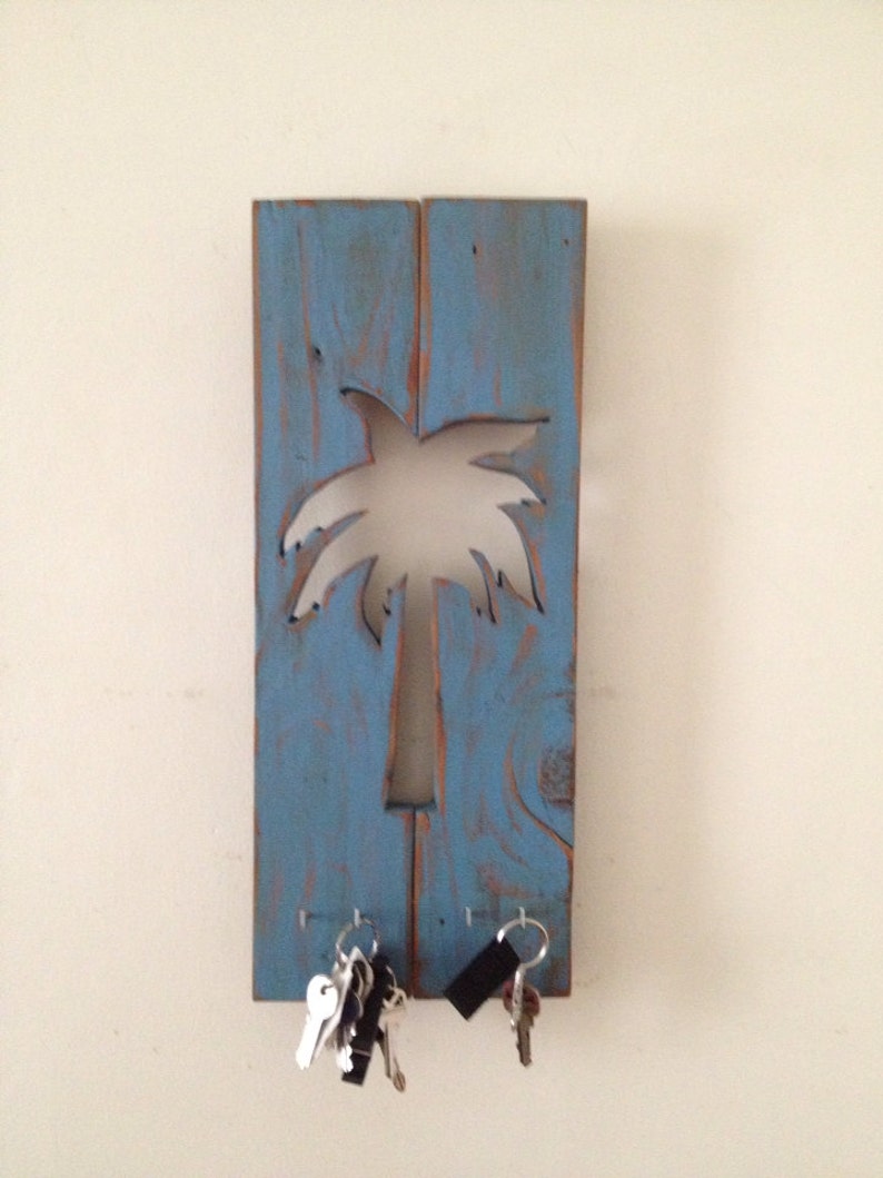 Palm Tree Wall Hanging and keychain holder made from Reclaimed | Etsy