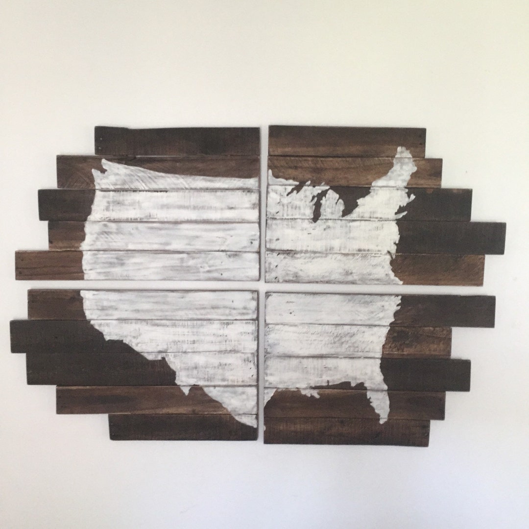 Rustic Home Decor Map of the United States Made From Reclaimed Wood - Etsy