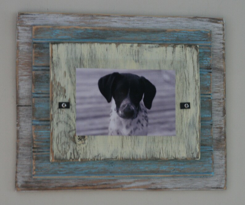 5 X 7 Distressed Handmade Picture Frame White Light Blue & - Etsy