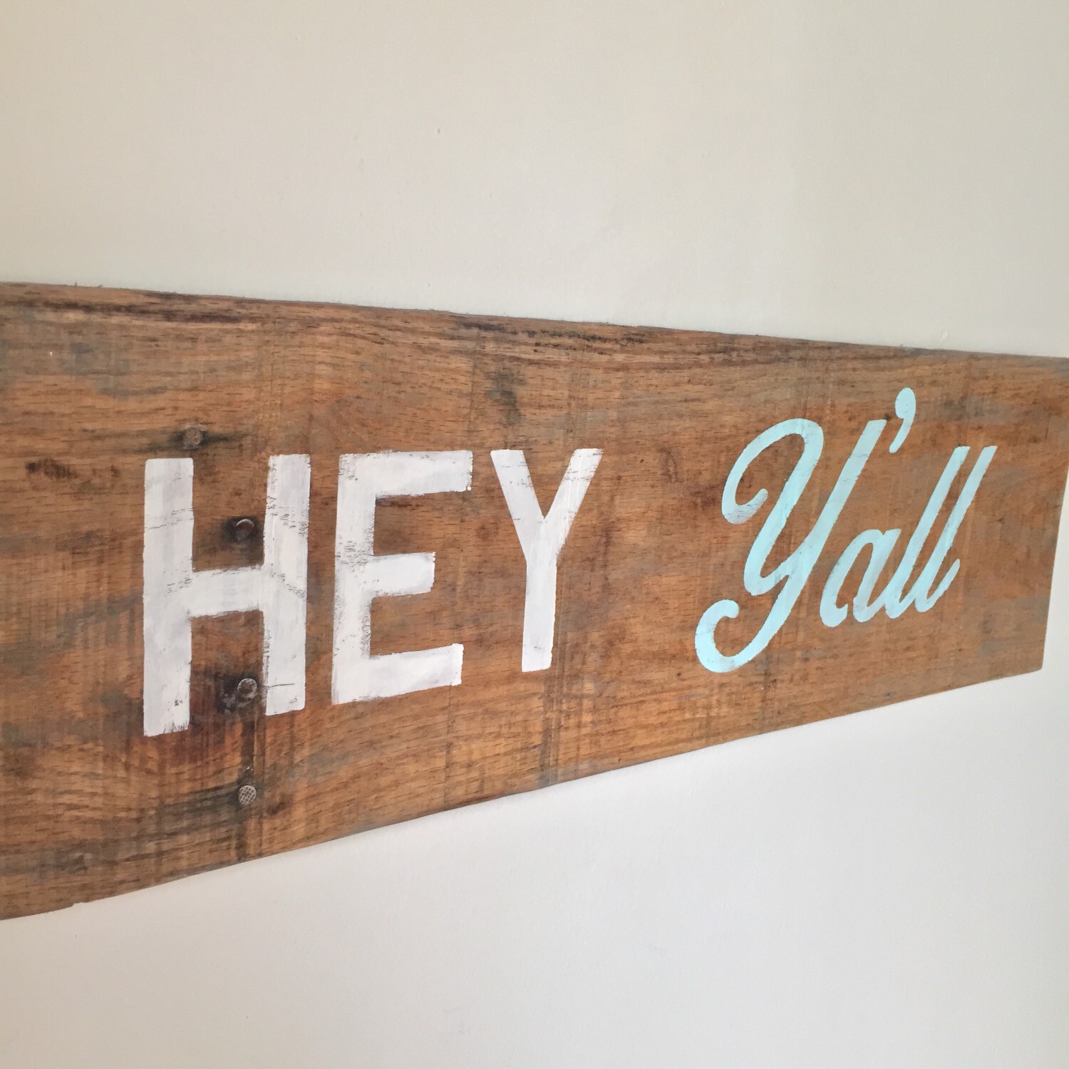 Reclaimed Wood Rustic Sign hey Y'all Country | Etsy